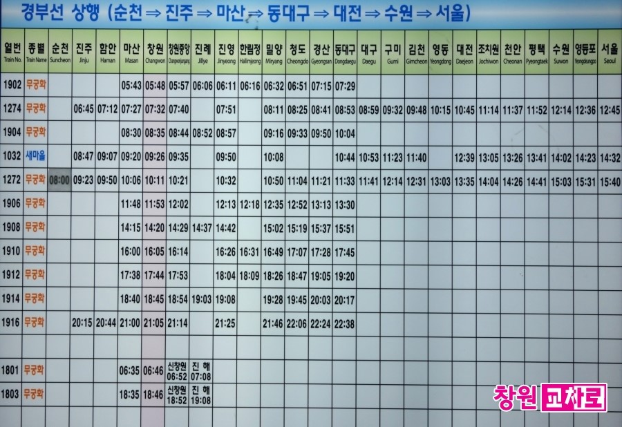 창원역 기차시간표 창원역 Ktx시간표 네이버 블로그