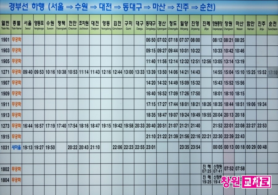창원역 기차시간표 창원역 Ktx시간표 네이버 블로그