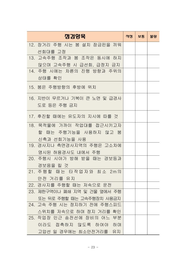 건설장비 점검 체크리스트 네이버 블로그