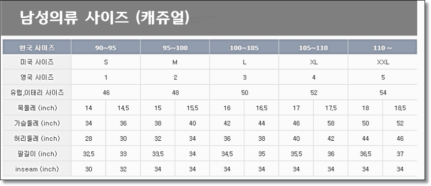 미국 신발 사이즈표 의류 사이즈 총정리 네이버 블로그