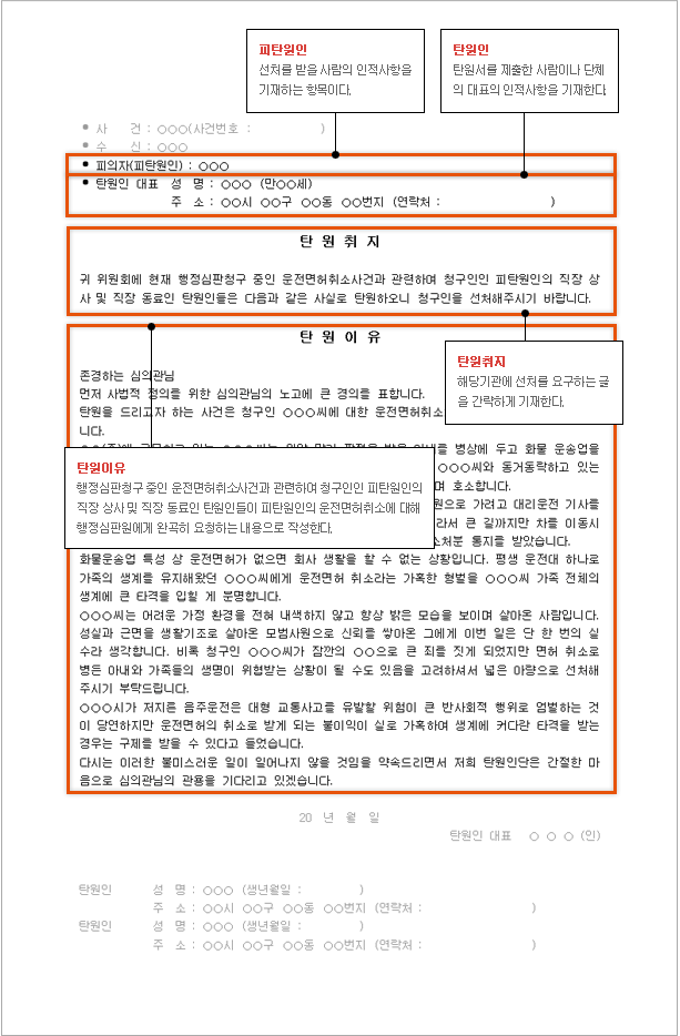 탄원서 작성요령과 음주운전면허취소 선처를 구하는 탄원서 예문 네이버 블로그