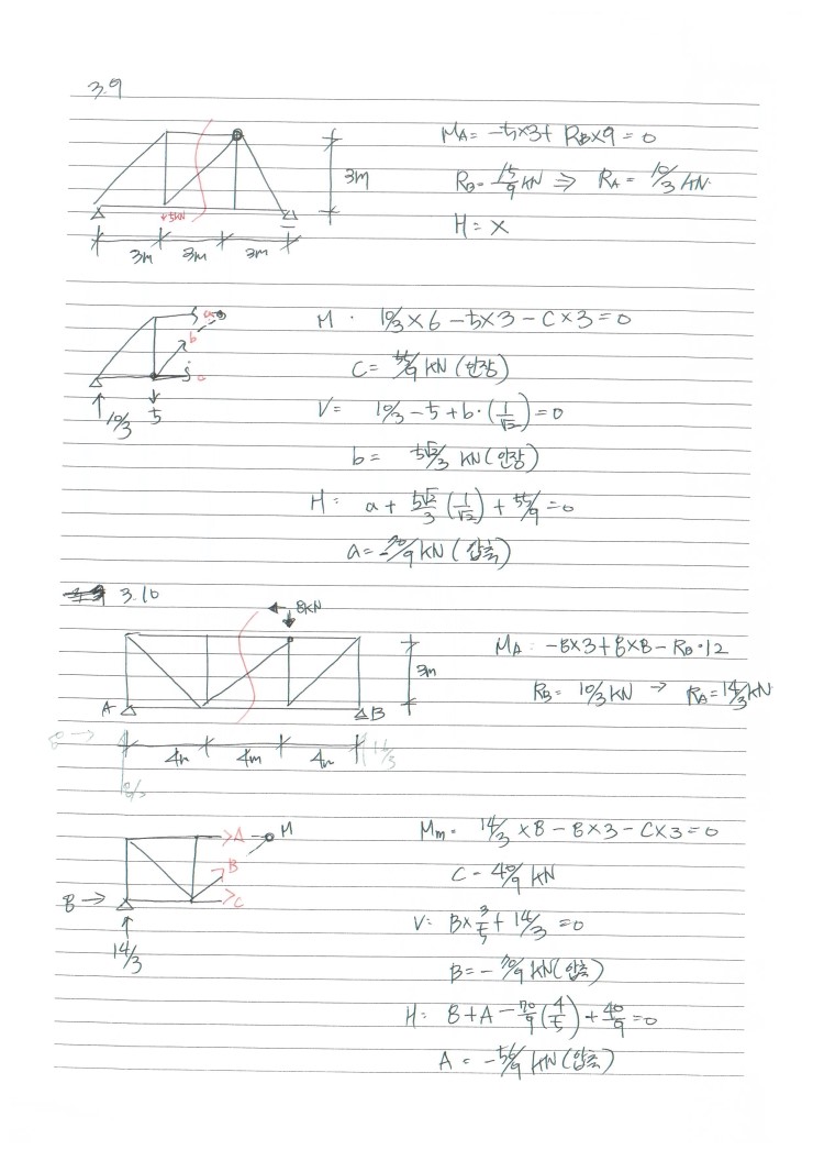 구조역학 연습문제 3장 트러스 구조물 네이버 블로그
