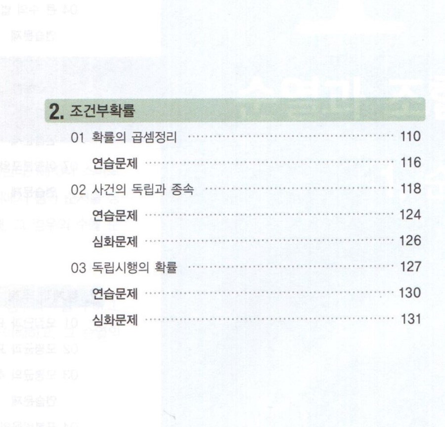 고2수학확률과통계목차개념원리수학연구소이홍섭순열조합조건부확률통계적추정확률분포2016년01월04일 네이버 블로그