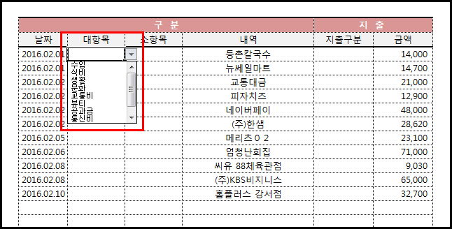 엑셀 드롭다운 추가 삭제 목록상자 만들기 네이버 블로그