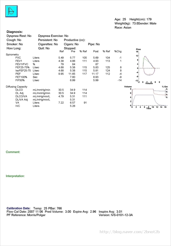 폐기능 검사(PFT, Pulmonary function test) : 네이버 블로그
