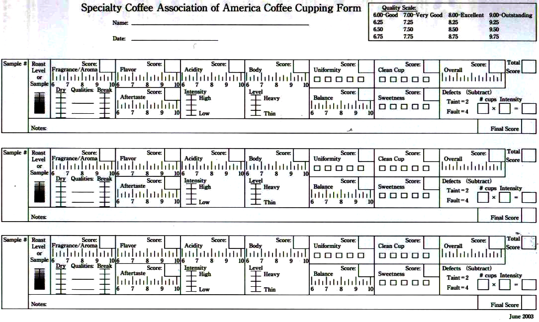 SCAA Cupping Form : 네이버 블로그